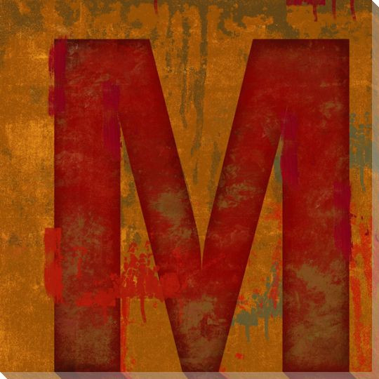 Letter Key M Wrapped Canvas Giclee Print Wall Art | Monogram Wall Art Decor