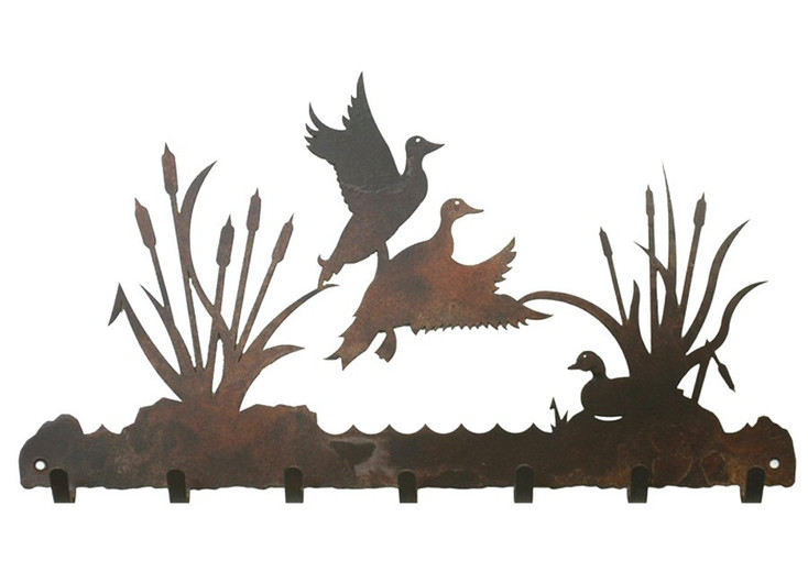 Ducks in the Cattails Metal Wall Key Rack | Lake Cabin Wall Rack