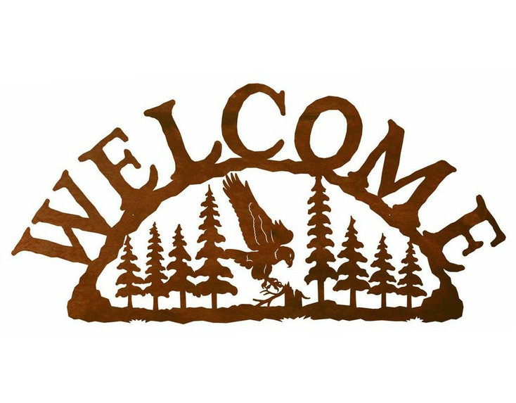 Flying Eagle Bird Metal Welcome Sign | Patriotic Lodge Decor