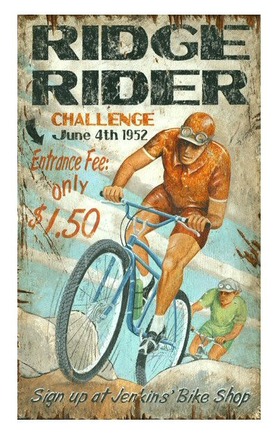Customizable Mountain Bike Ridge Rider Vintage Style Wooden Sign ...
