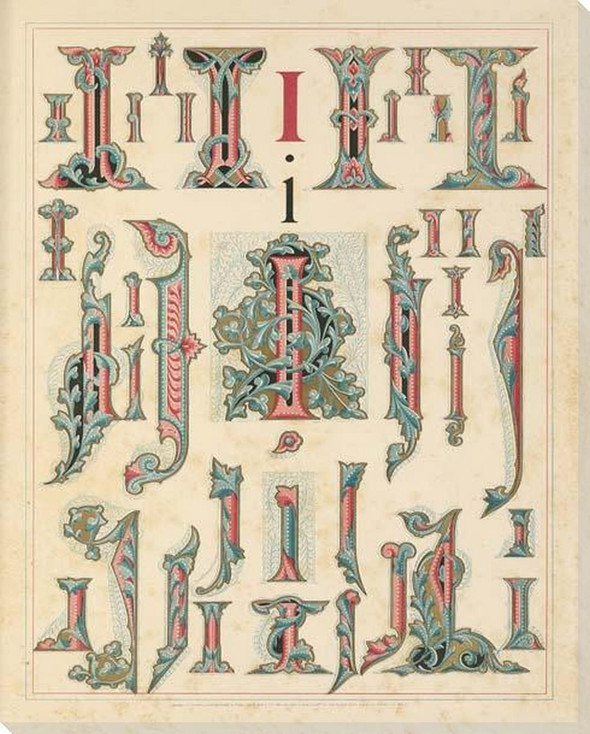 Initiale I Full Wrapped Canvas Giclee Art Print Wall Art | Script Wall ...