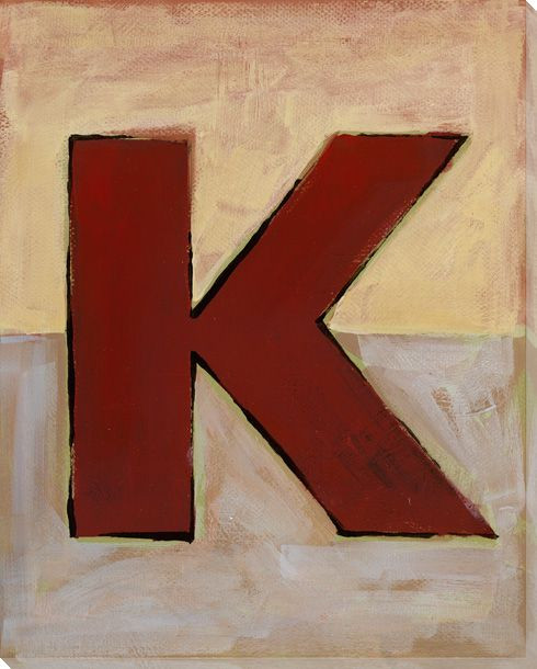 Block Letter K Wrapped Canvas Giclee Print Wall Art | Letter Wall Decor