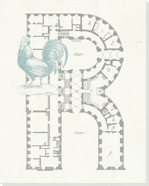 Architecture Letter R Wrapped Canvas Giclee Print Wall Art | Decorative ...