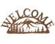 Mountain Scene Metal Welcome Sign | Rustic Lodge Decor
