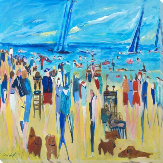 Dogs On the Beach Wrapped Canvas Giclee Print Wall Art | Stylish Canine ...