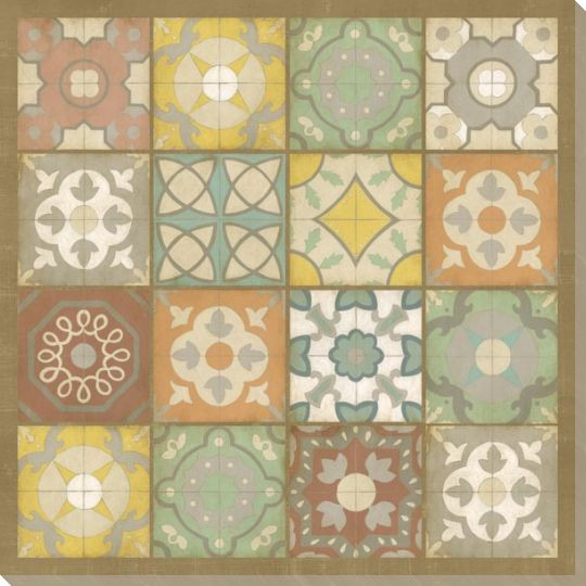 Barcelona Tiles I Wrapped Canvas Giclee Print Wall Art | Geometric Wall ...