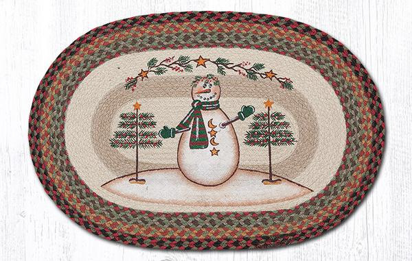 20" x 30" Snowman with Moon and Stars Braided Jute Oval Rug by Sandy ...