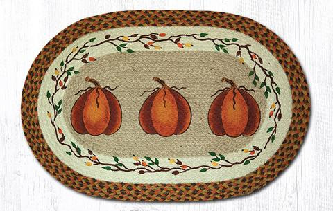 Harvest Pumpkin Jute Oval Rug | Rustic Autumn Country Decor