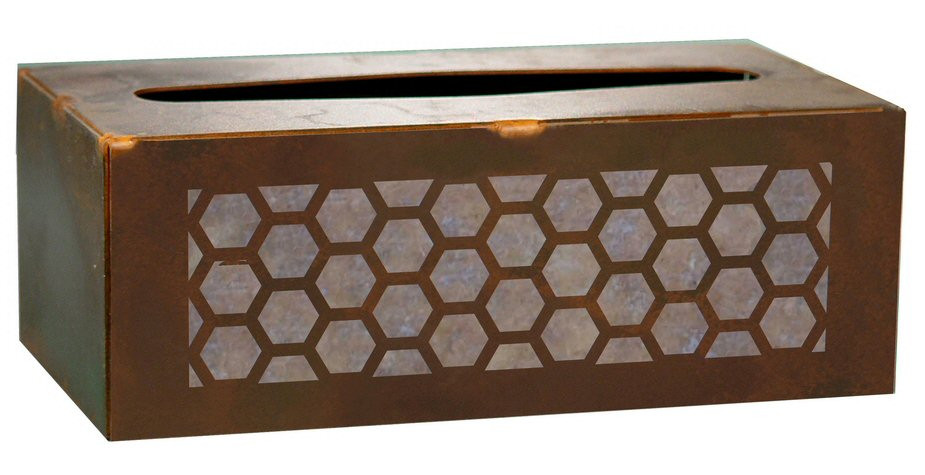 Honeycomb Metal Flat Tissue Box Cover | Nature Lodge Decor