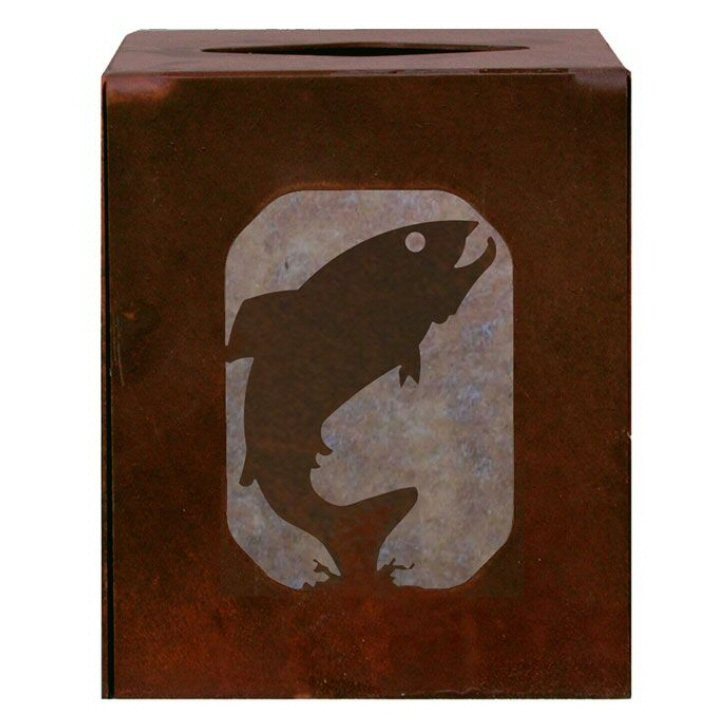 Bass Fish Metal Boutique Tissue Box Cover | Cabin Fishing Accent