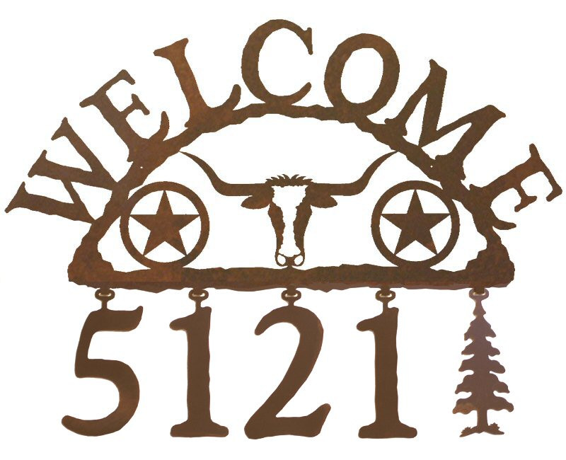 Texas Star With Longhorn Steer Metal Welcome Sign | Western Decor