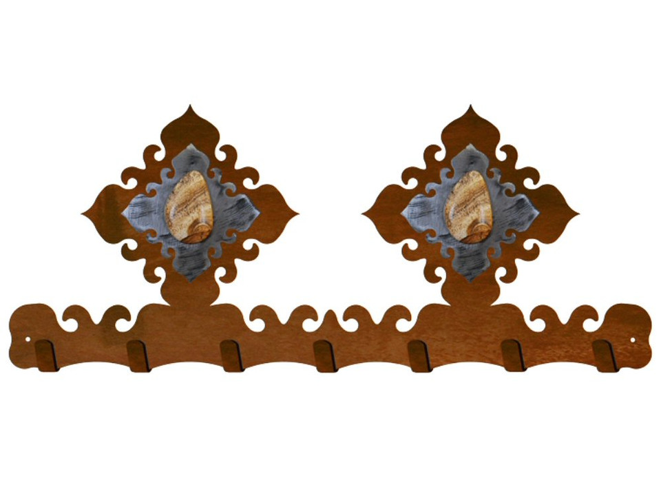Picture Jasper Stone Metal Wall Key Rack | Rustic Wall Rack