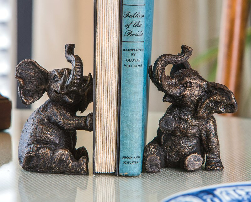 Bronze Iron Elephant Bookends, 2 Sets - Dessau Home - HC631