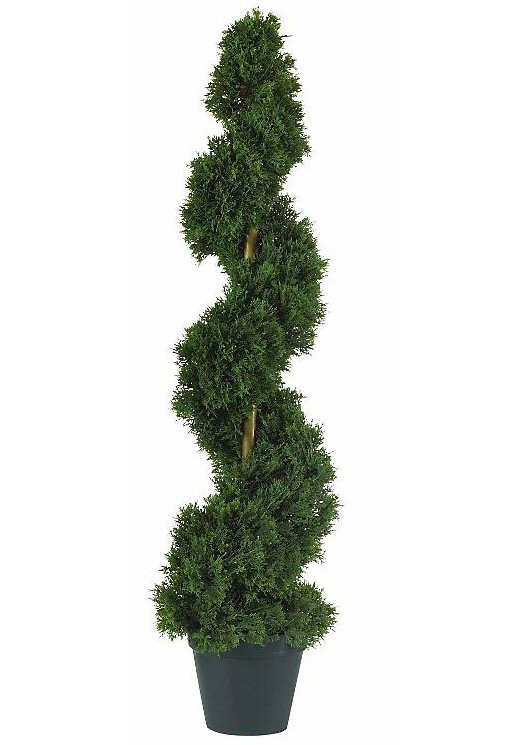 Nearly Natural 4' Cedar Spiral Silk Tree, Indoor Outdoor - Artificial ...