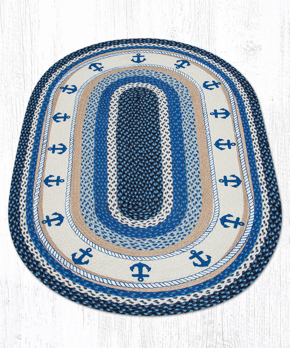 Shells Braided Jute Oval Area Rug | Coastal Beach Cottage Decor