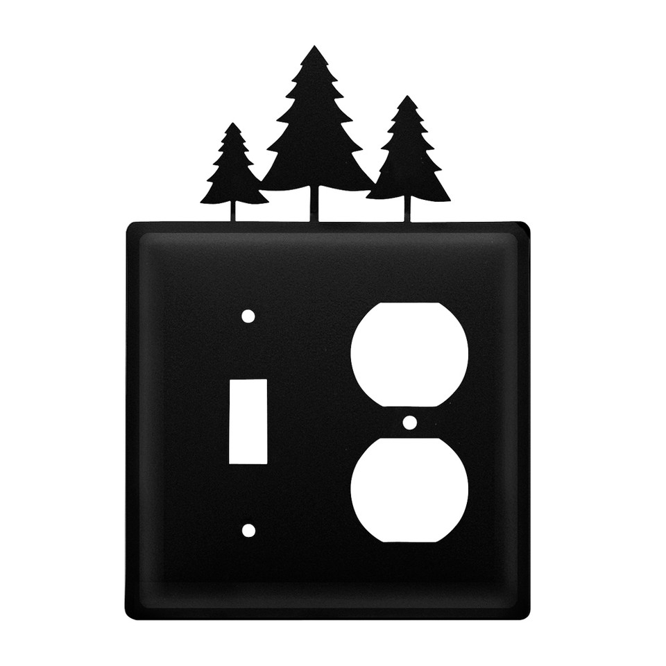 Double Combo Pine Trees Single Switch & Single Outlet Metal Switch ...