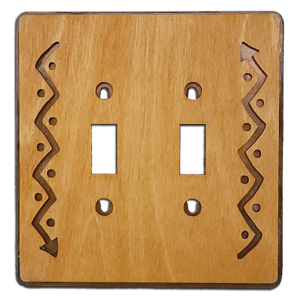 Plain Double Toggle Switch Plate | Rustic Metal & Wood Cover
