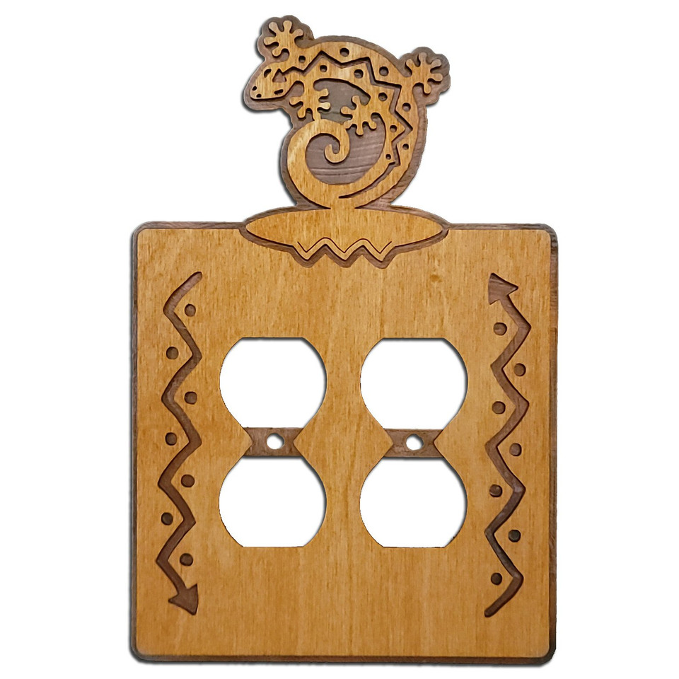 S Shaped Gecko Lizard Arrows Metal & Wood Single Outlet Cover - Wall ...