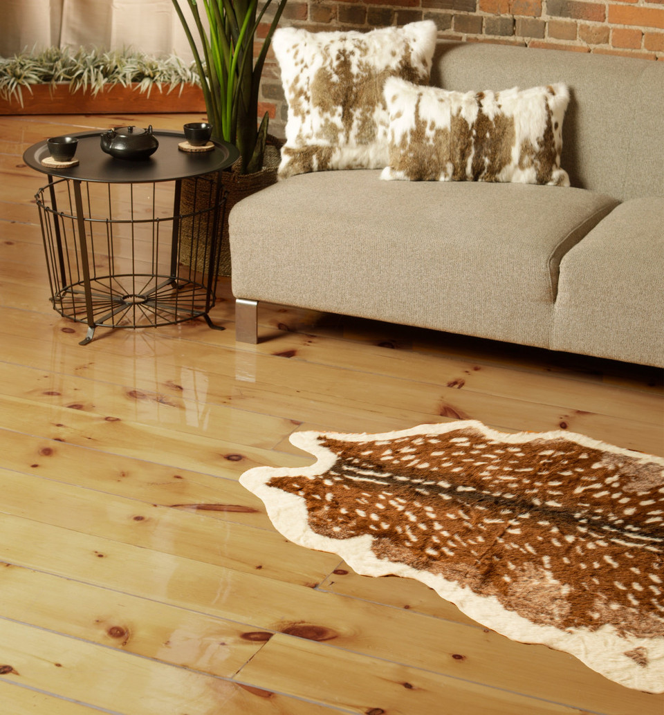 5' x 8' Off White and Silver Faux Cowhide Washable Non Skid Area Rug