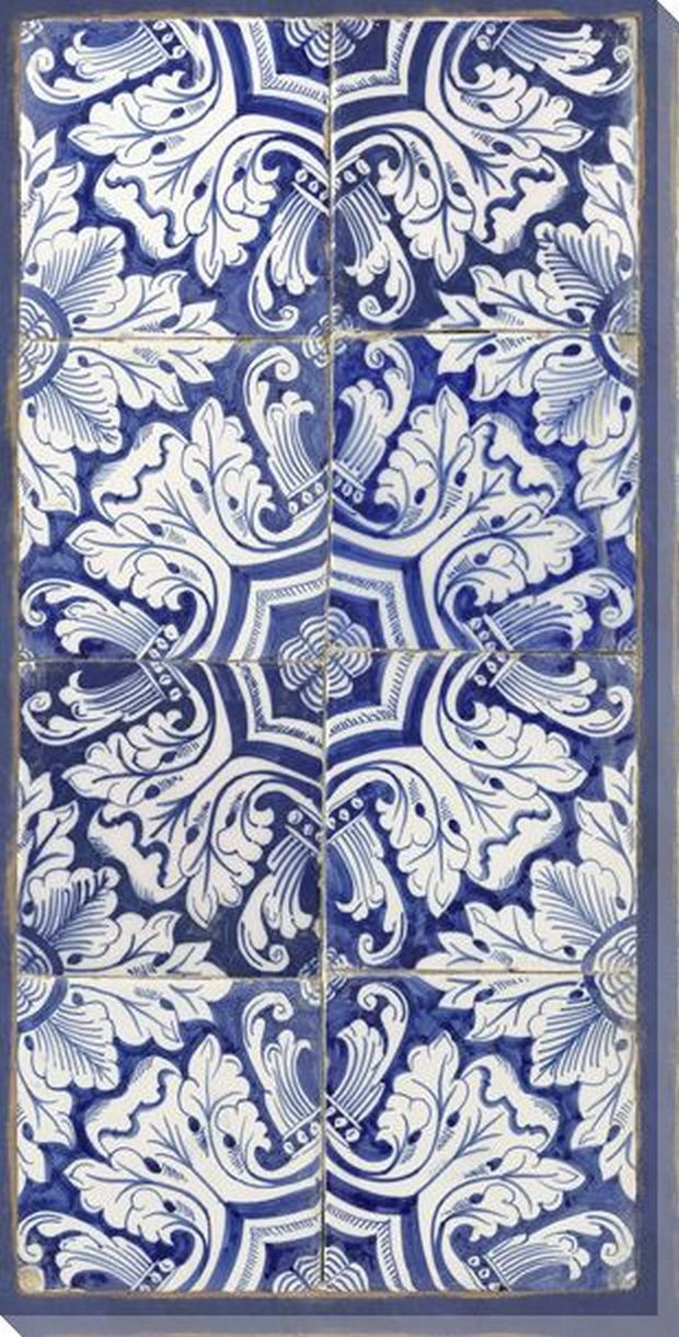 Antique Tiles 16 Wrapped Canvas Giclee Art Print Wall Art | Flower Wall ...