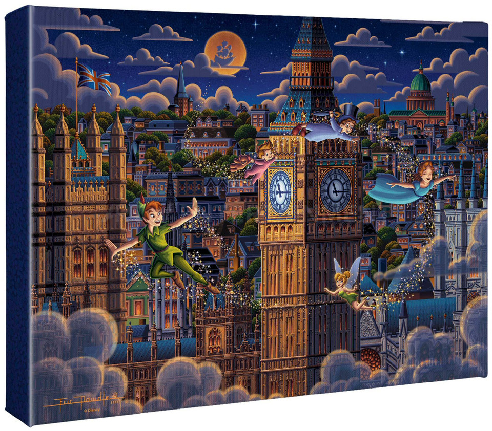 28" x 35" Disney Peter Pan Learning to Fly Framed Canvas Wall Art ...
