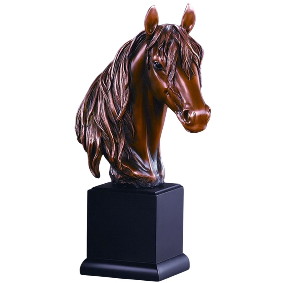 14.5" Horse Head with Long Mane Statue | Bronze Sculpture | Ranch Home ...
