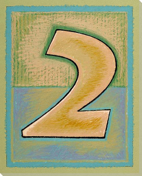 Block Number 2 Wrapped Canvas Giclee Print Wall Art | Digit Wall Art Decor