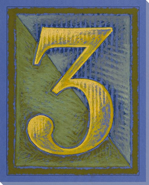 Block Number 3 Wrapped Canvas Giclee Print Wall Art | Stylish Number ...