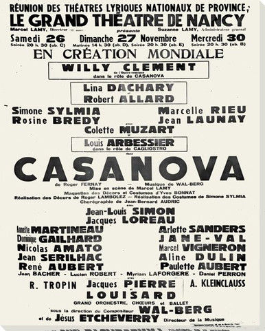 Casanova Theater Poster Wrapped Canvas Giclee Print Wall Art - Wall ...