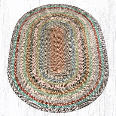 6' x 9' Multi Color Braided Jute Oval Rug - Floor Rug - Area Rug