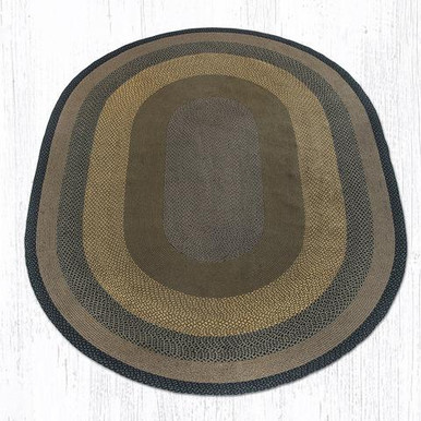 8' x 11' Brown Black Charcoal Braided Jute Oval Rug - Floor Rug - Area Rug