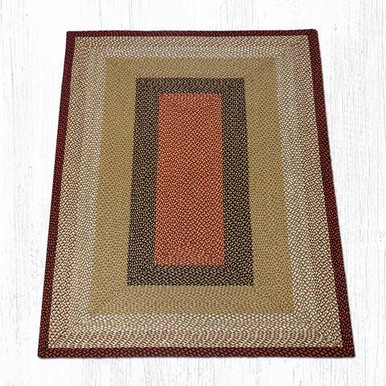 5' x 8' Burgundy Mustard Braided Jute Rectangle Rug - Floor Rug - Area Rug