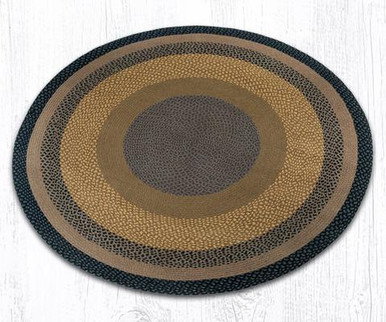 Brown Black Charcoal Braided Jute Round Rug | Cabin Lodge Decor