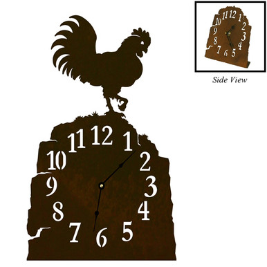 Rooster Bird Metal Table Clock | Farmhouse Rustic Kitchen Accent