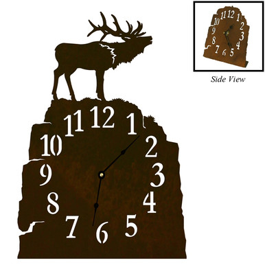 Elk Metal Table Clock | Rustic Mountain Lodge Decor