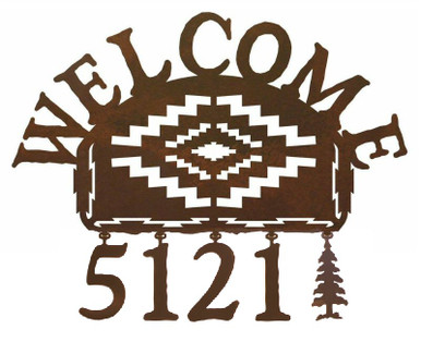 Desert Diamond Metal Address Welcome Sign | Southwest Cabin Wall Decor
