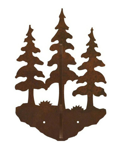 Triple Pine Trees Double Metal Wall Hook | Rustic Woodland Home Decor