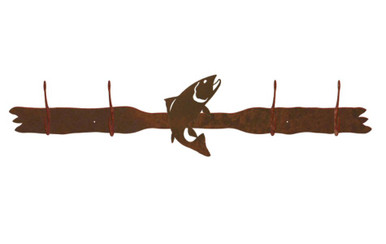 Trout Fish Four Hook Metal Coat Rack | Rustic Lake Cabin Lodge Decor