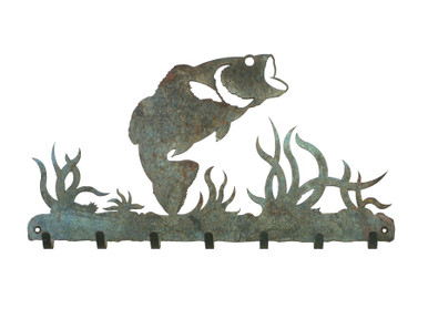 Bass Fish Metal Wall Key Rack | Fishing Lodge Wall Rack