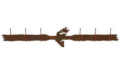 Bass Fish Six Hook Metal Wall Coat Rack | Rustic Lodge Cabin Decor