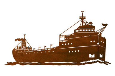 42" Ore Boat Metal Wall Art | Nautical Rustic Decor