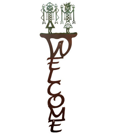 Yei Vertical Metal Welcome Sign | Tribal Desert Decor
