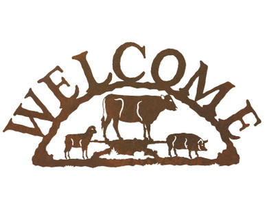 Farm Animals Metal Welcome Sign | Country Farmhouse Decor