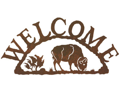 Buffalo Metal Welcome Sign - Rustic Outdoor Wall Decor