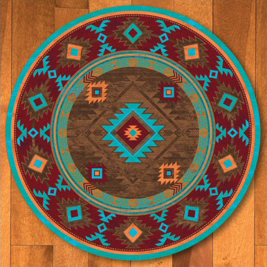 8' Whisky River Turquoise Southwest Round Nylon Area Rug - Floor Rug ...