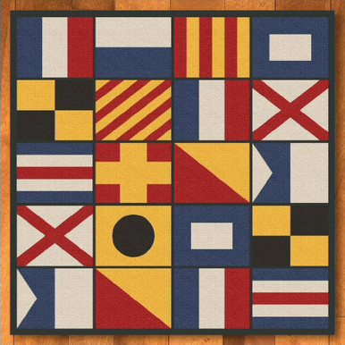 8' Nautical Signal Flag Square Nylon Area Rug - Floor Rug - American Dakota