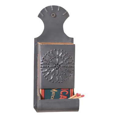 Antique Tin Metal Match Box - Rustic Decor