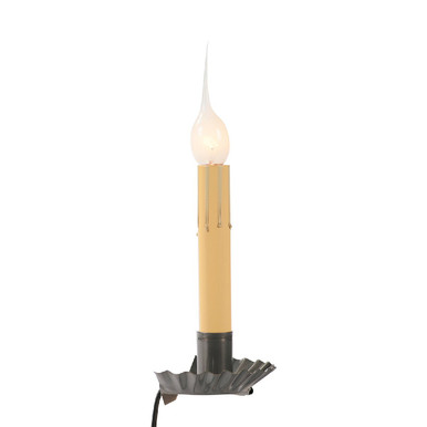 6" Country Tin Crimped Electric Candlestick Window Sill Light - Rustic ...