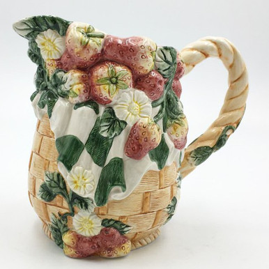Strawberry Fruit and Flowers Ceramic Pitcher - Tableware - Cosmos