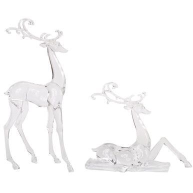 Fancy Reindeer Sculptures, Set of 2 - Statue